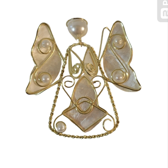 Vintage | Holiday | Capiz Shell Angel Ornament Faux Pearl | Poshmark